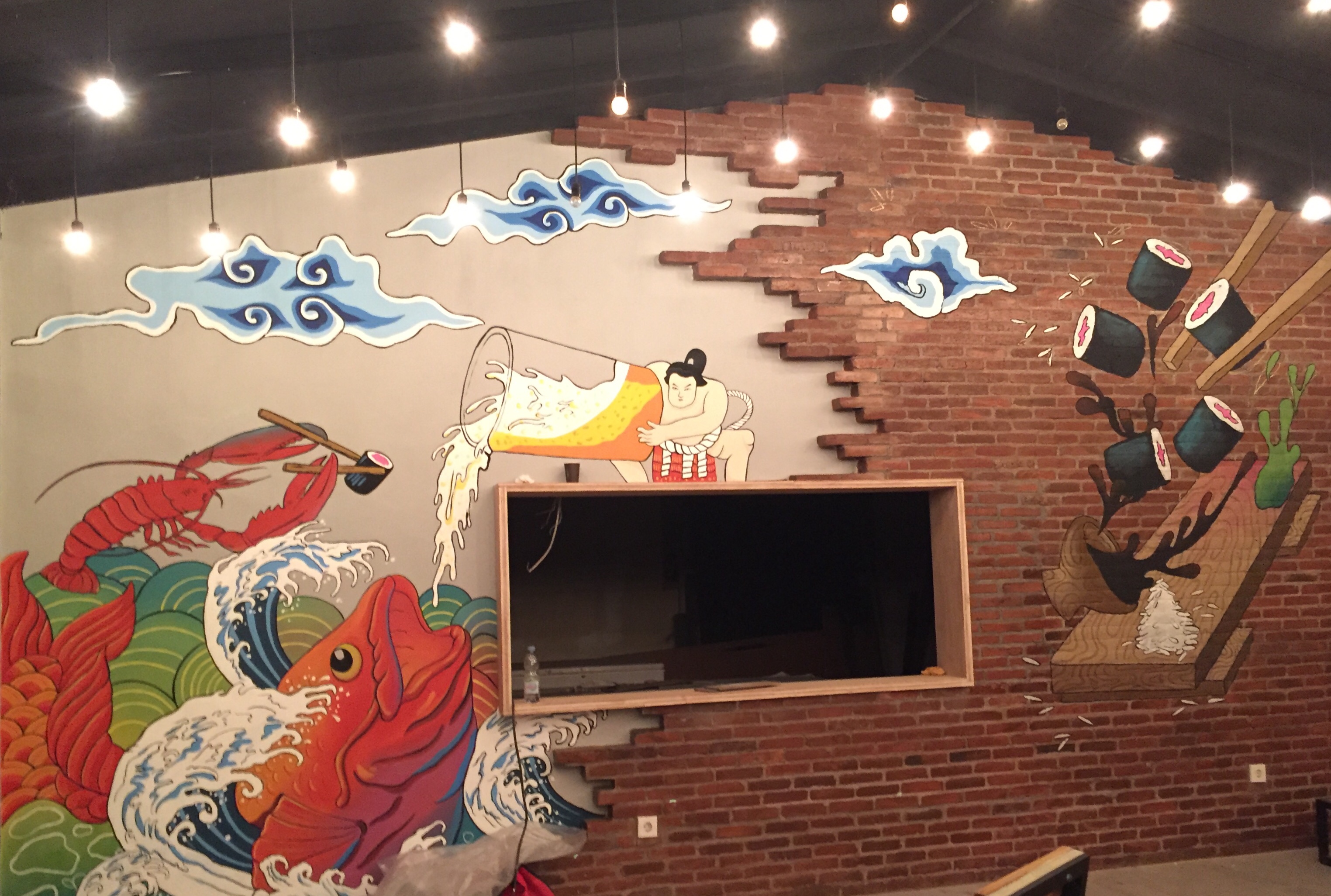 Contemporary Japanese Illustration Mural for Minori Japanese Resto ...
